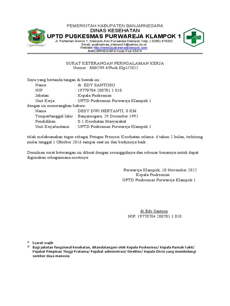 Formulir I-Surat Keterangan Pengalaman Kerja Desy 2022 | PDF