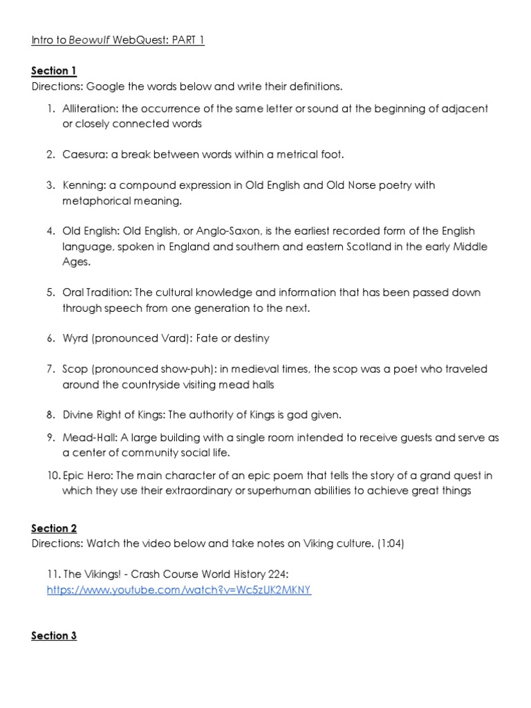 Vikings Webquest | PDF | Beowulf