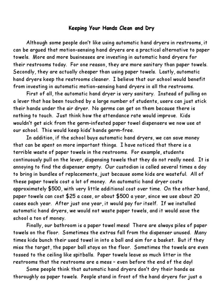 Persuasive Essay Example 07 | PDF | Public Toilet | Hygiene