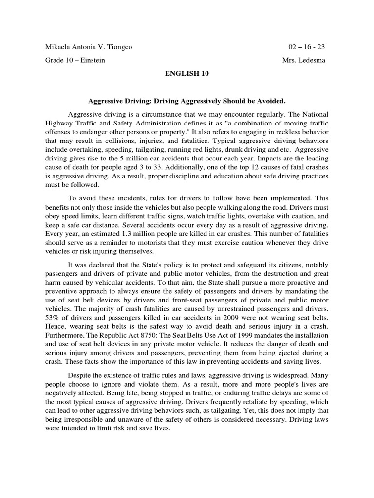 Driving Rules Essay | PDF | Traffic Collision | Seat Belt