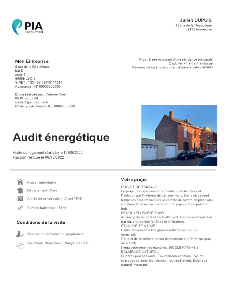 Exemple de Rapport D Audit | PDF | Isolation thermique du bâtiment | Chaleur