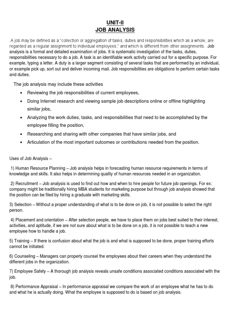 U2 - Job Analysis, Design, Evaluation | PDF | Business | Cognitive Science U2 - Job Analysis, Design, Evaluation | PDF | Business | Cognitive Science