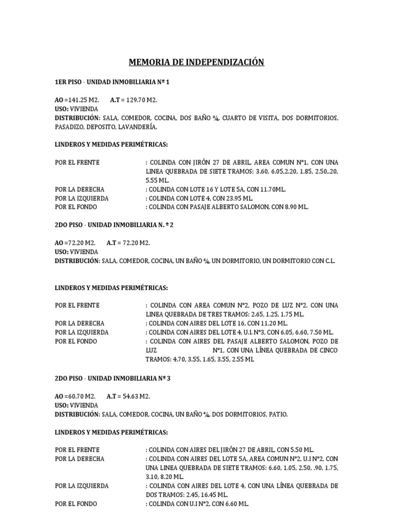 Memoria de Independización | PDF