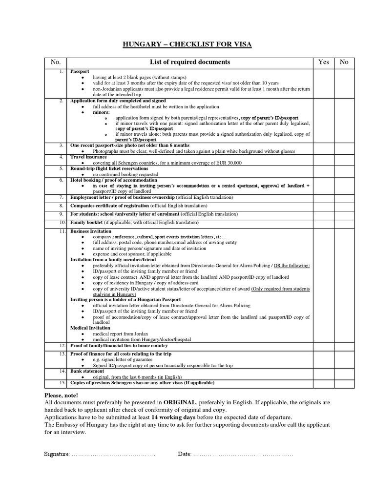 Hungry Checklist New | PDF | Passport | Travel Visa