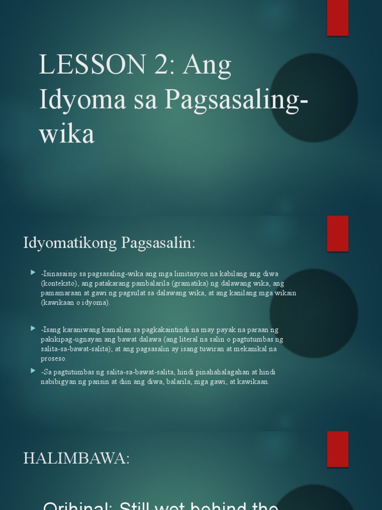 Idyomatikong Pagsasalin Ivan Larry | PDF