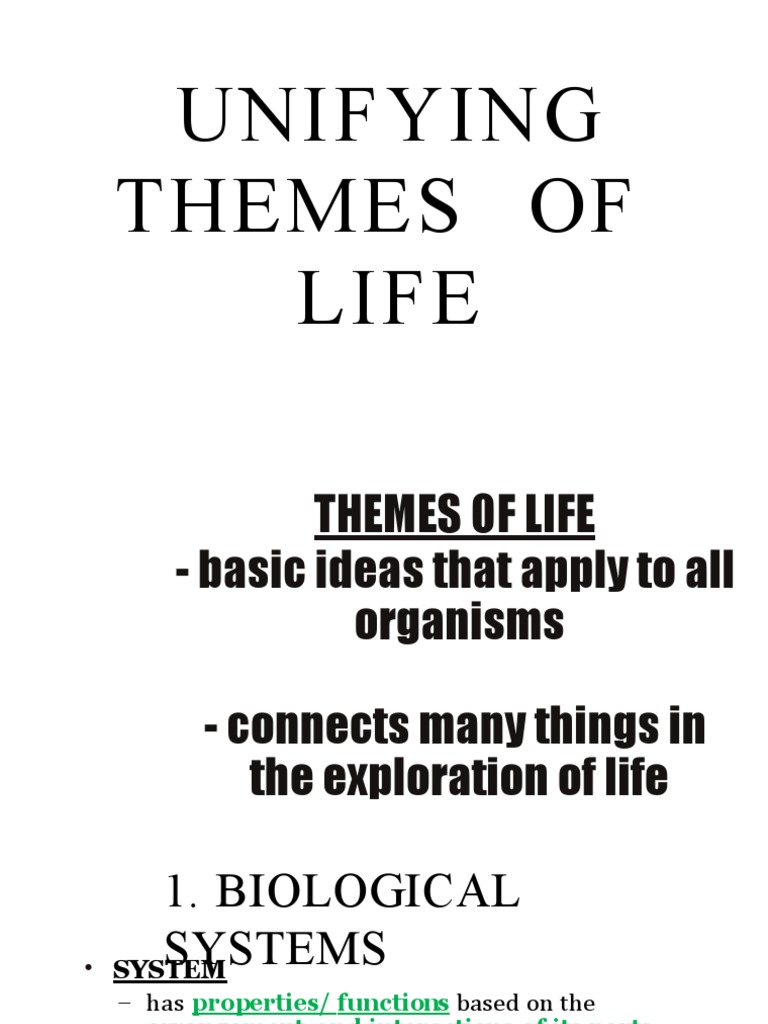 Unifying Themes of Life | PDF | Life | Evolution