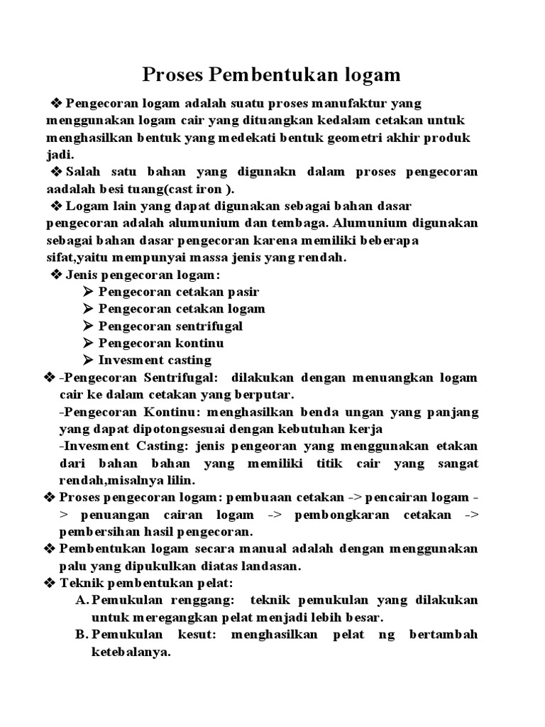 Proses Pembentukan Logam Pdf