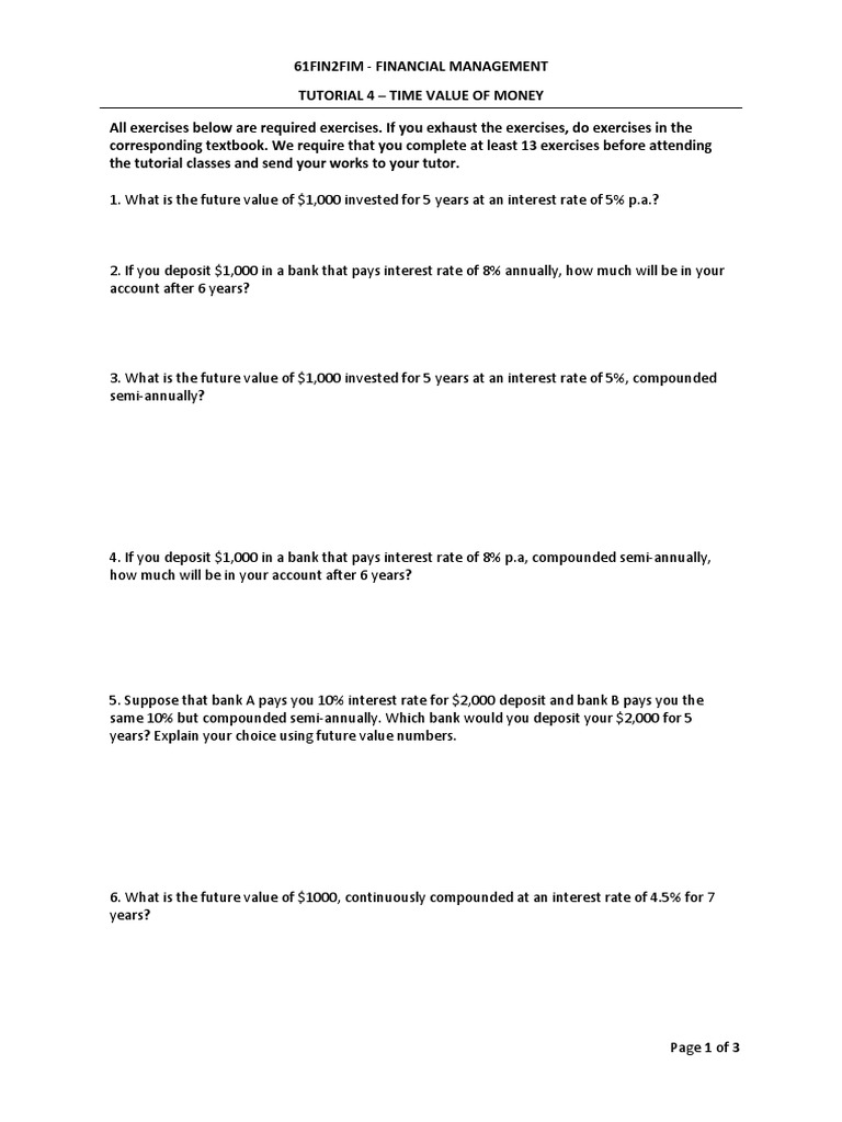 TVM Financial Management Tutorial | PDF