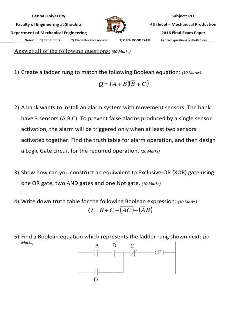نسخة من Final - Exam | PDF | Boolean Algebra | Teaching Mathematics