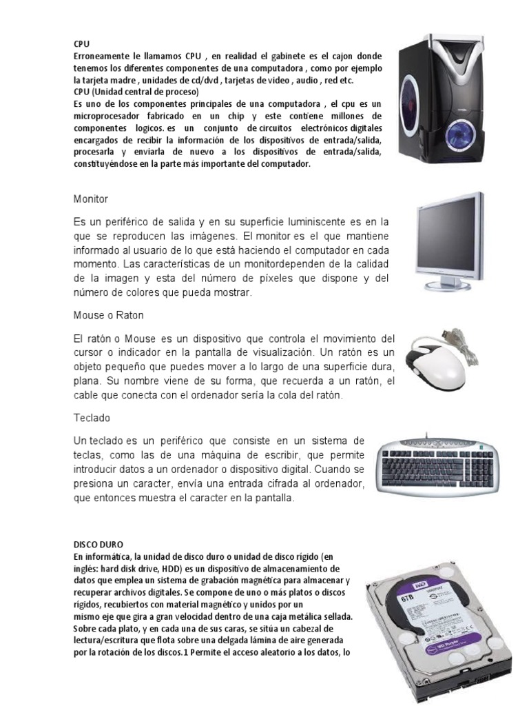 Componentes Esenciales del PC | PDF | Hardware de la computadora ...