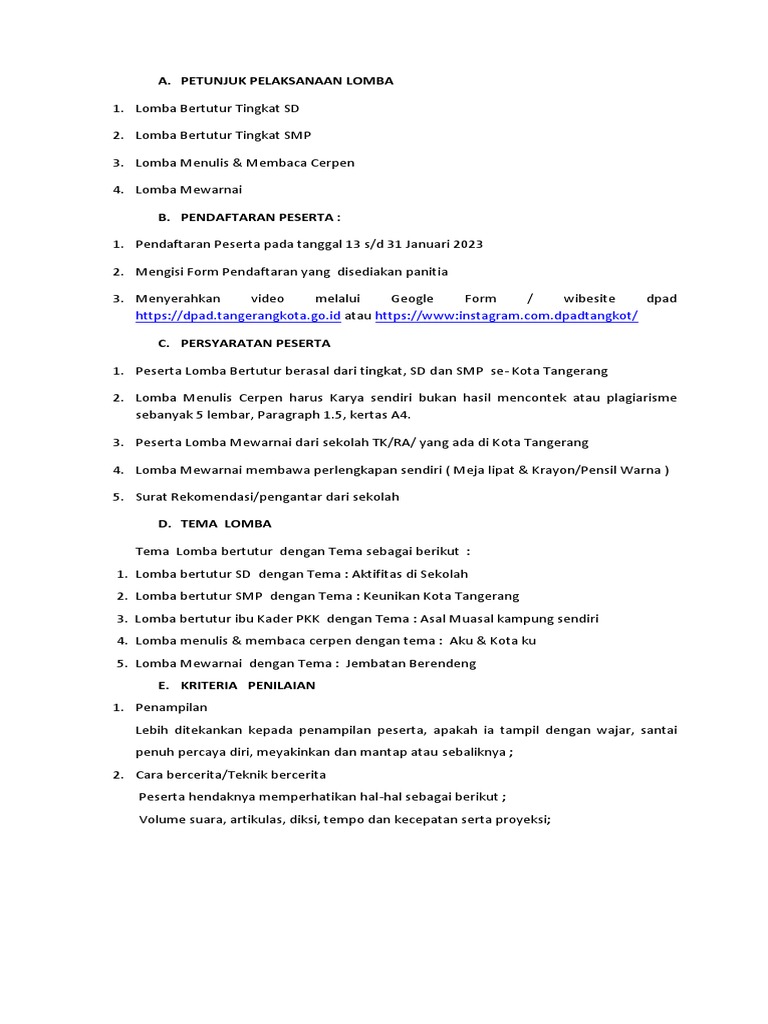 Petunjuk Pelaksanaan Lomba-2 | PDF | Karier & Perkembangan | Ilmu Sosial