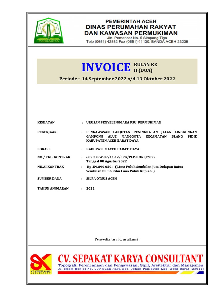 Rekapitulasi Invoice PSU Aceh Barat Daya | PDF