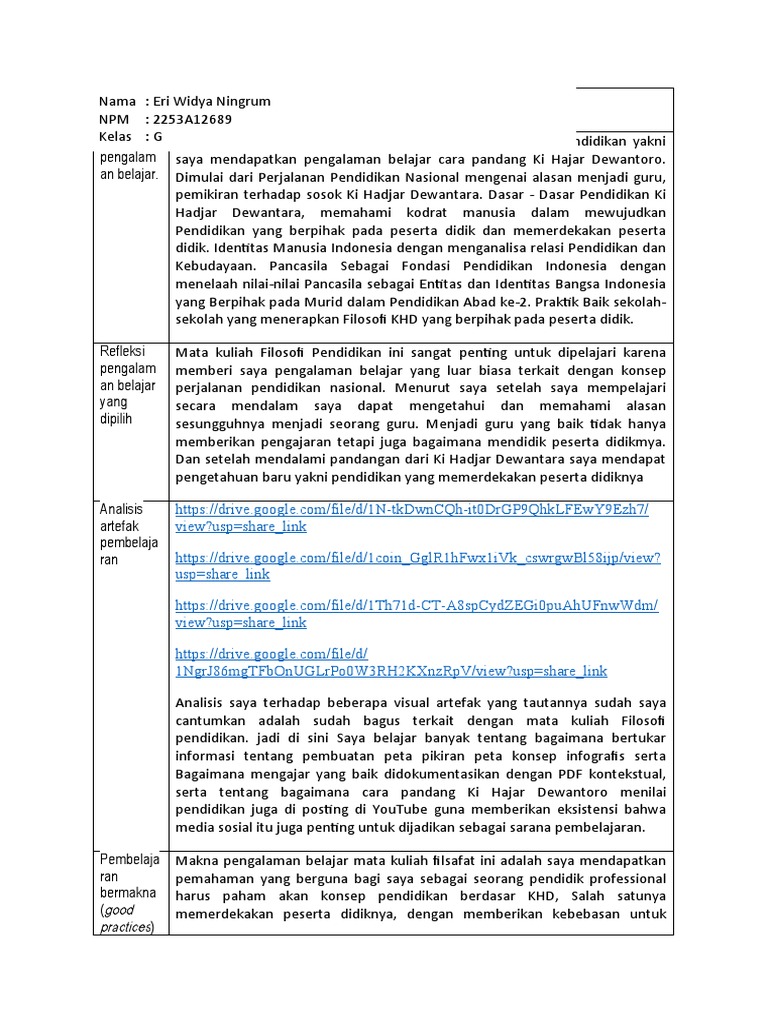 Jurnal Refleksi Filosofi Pendidikan | PDF | Karier & Perkembangan