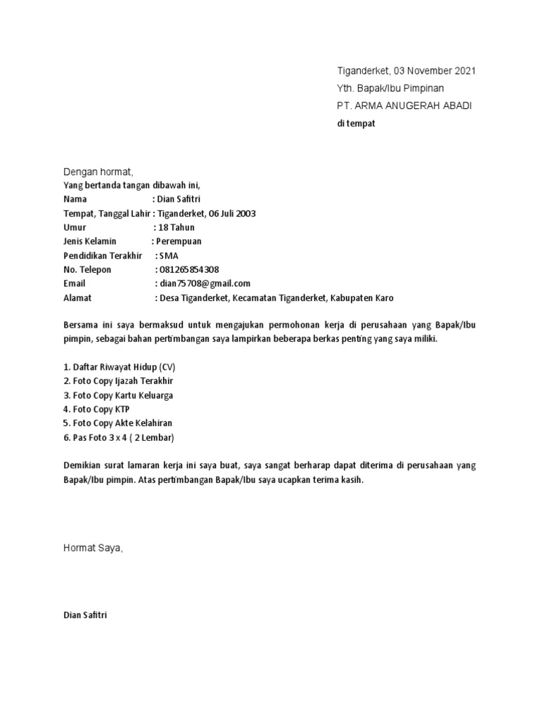 Surat Lamar Kerja | PDF