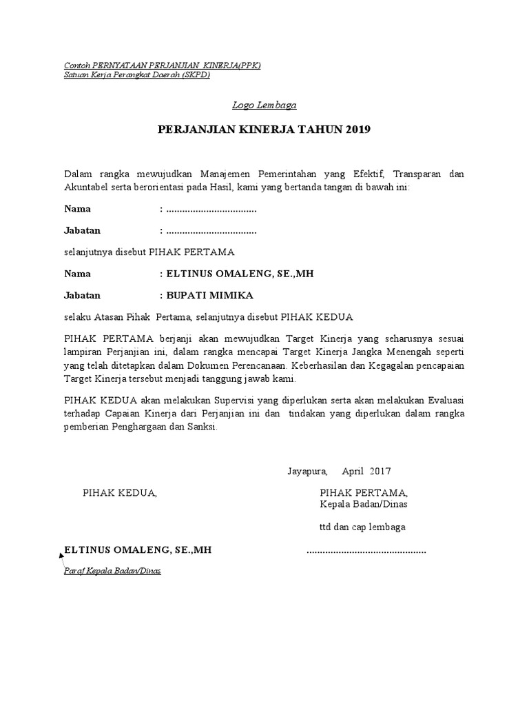 CTH Format PPK Dan Lampiran PK | PDF | Bisnis