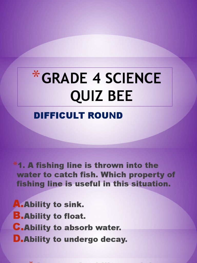 Grade 4 Science Quiz Bee Difficult Round | PDF