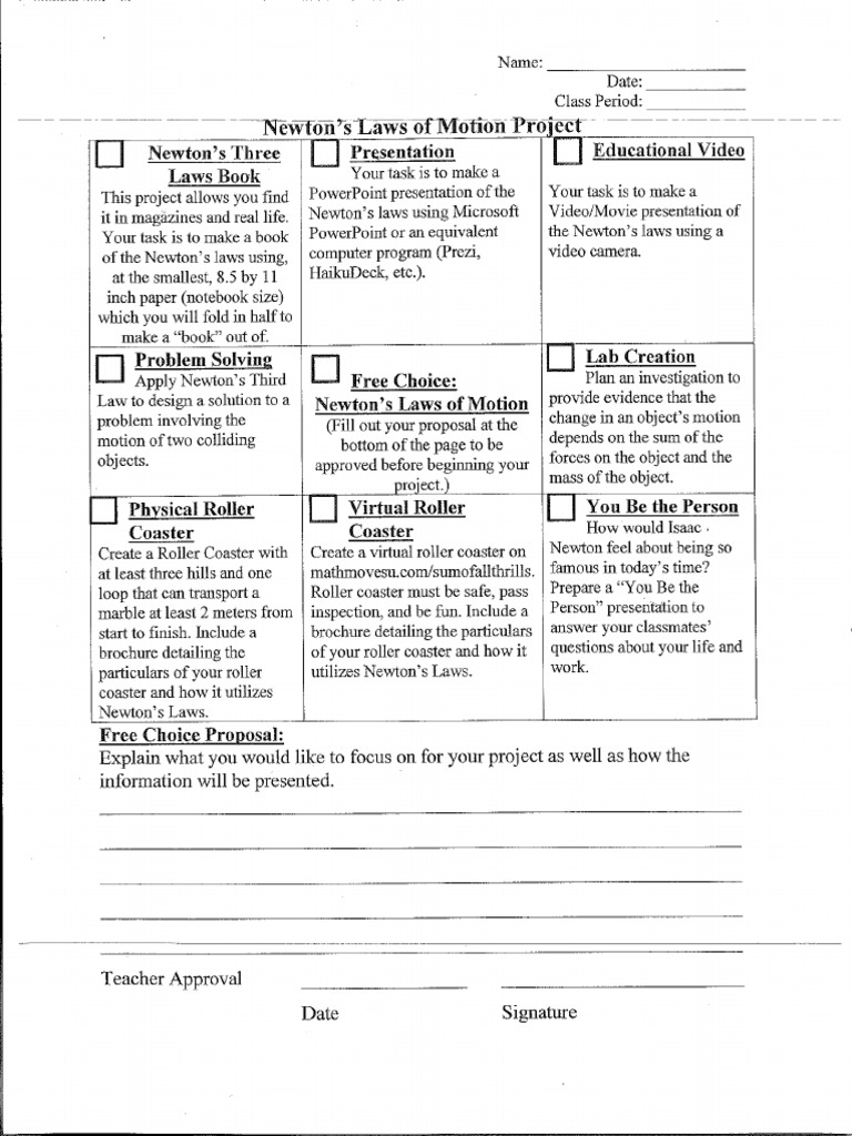 Newtons Law of Motion Prject Science 2014-15 | PDF