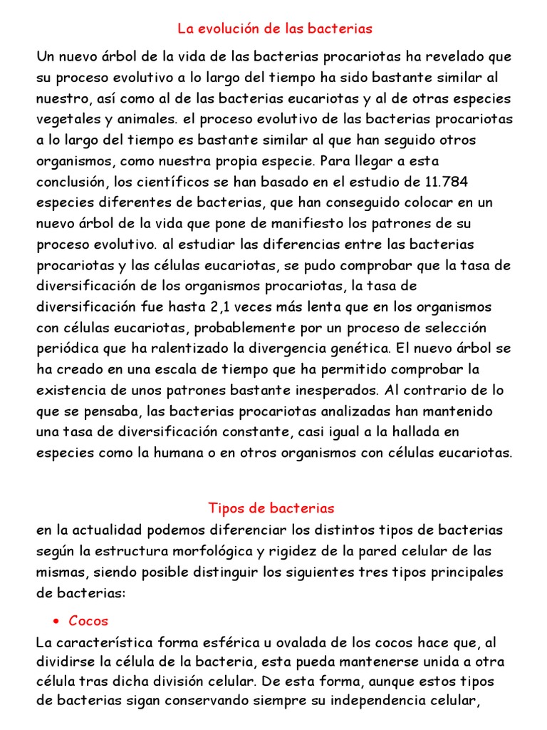 La Evolución de Las Bacterias | PDF | Las bacterias | Biología Celular)