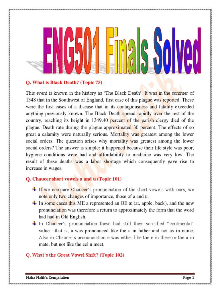 ENG501 - Finals Solved - by Maha Malik | PDF | English Language | South ...
