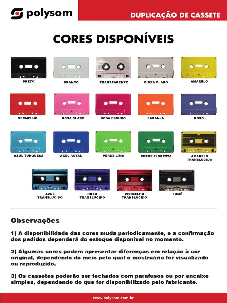 Catálogo Polysom Cores Cassete | PDF
