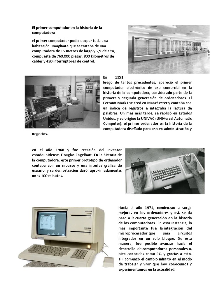El Primer Computador en La Historia de La Computadora | PDF | Tableta ...