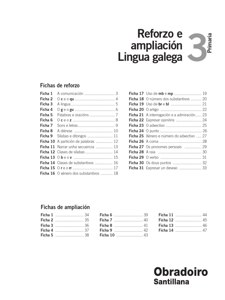 Reforzo Galego 3 Primaria Santillana | PDF