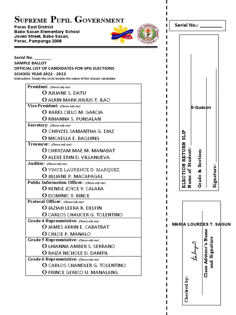 Sample Ballot SPG | PDF
