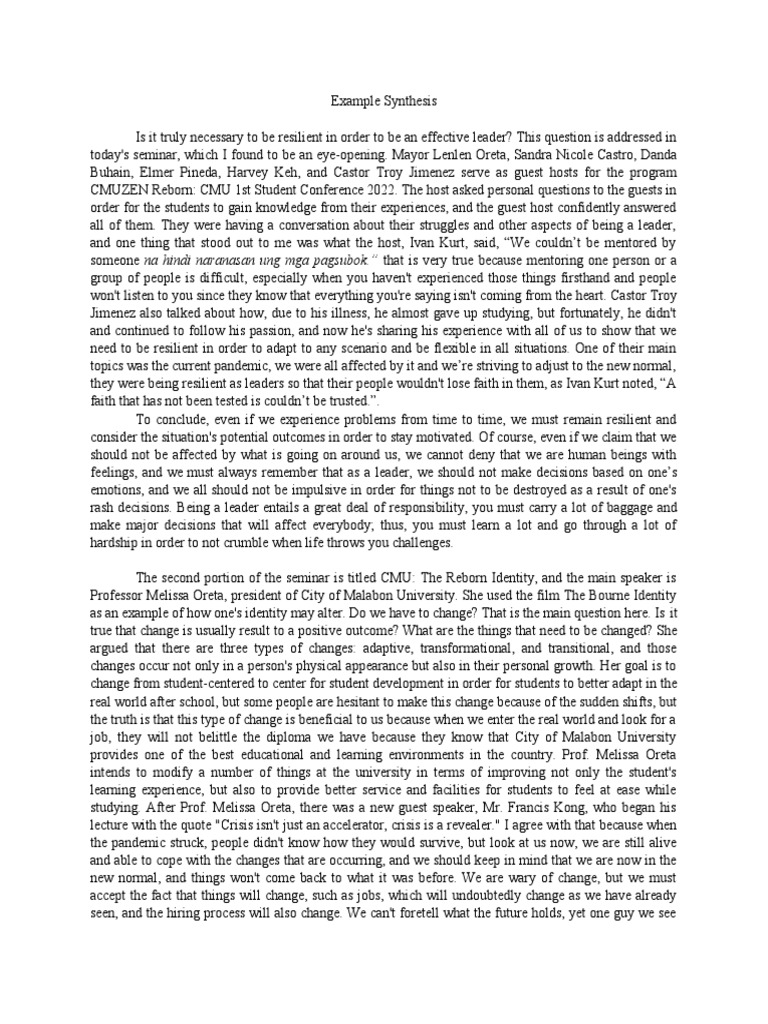 Example Synthesis | Download Free PDF | Cognition