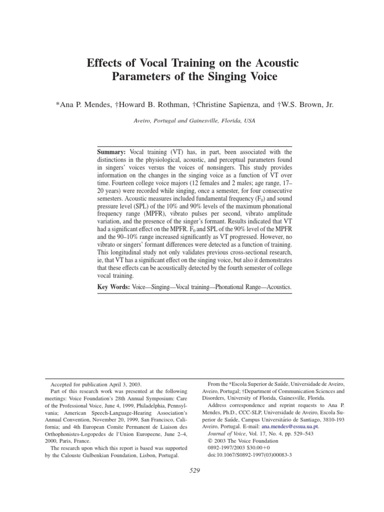 Vocal Training Effects on Singing Voice | PDF | Singing | Human Voice