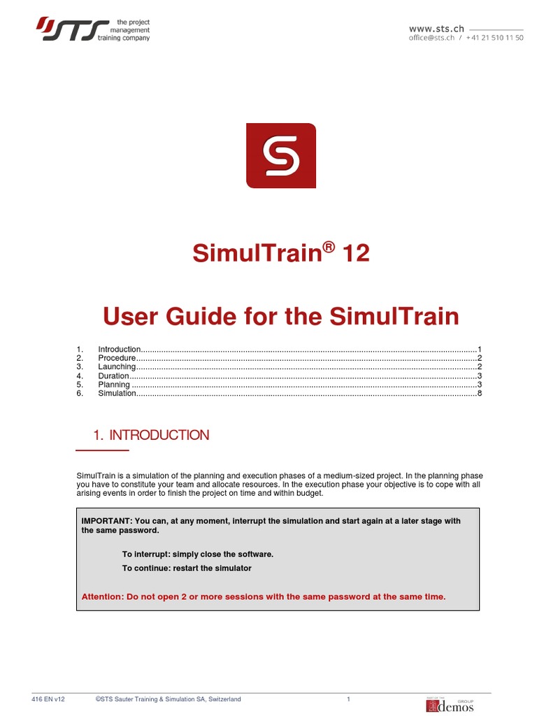 476 EN User Manual SimulTrain | PDF | Simulation | Software