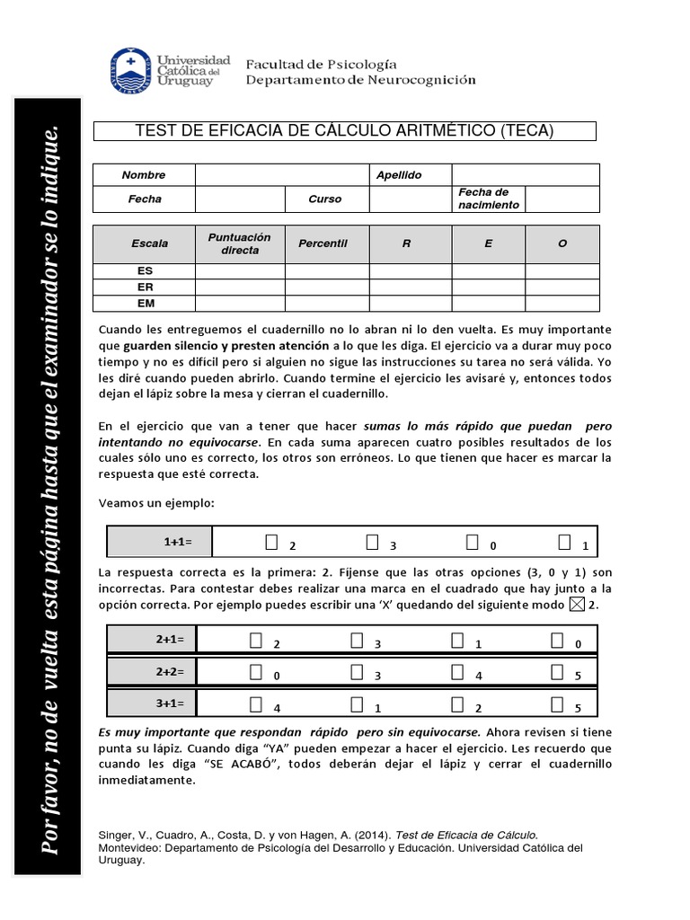 Test de Eficacia de Cálculo (TECA) | PDF