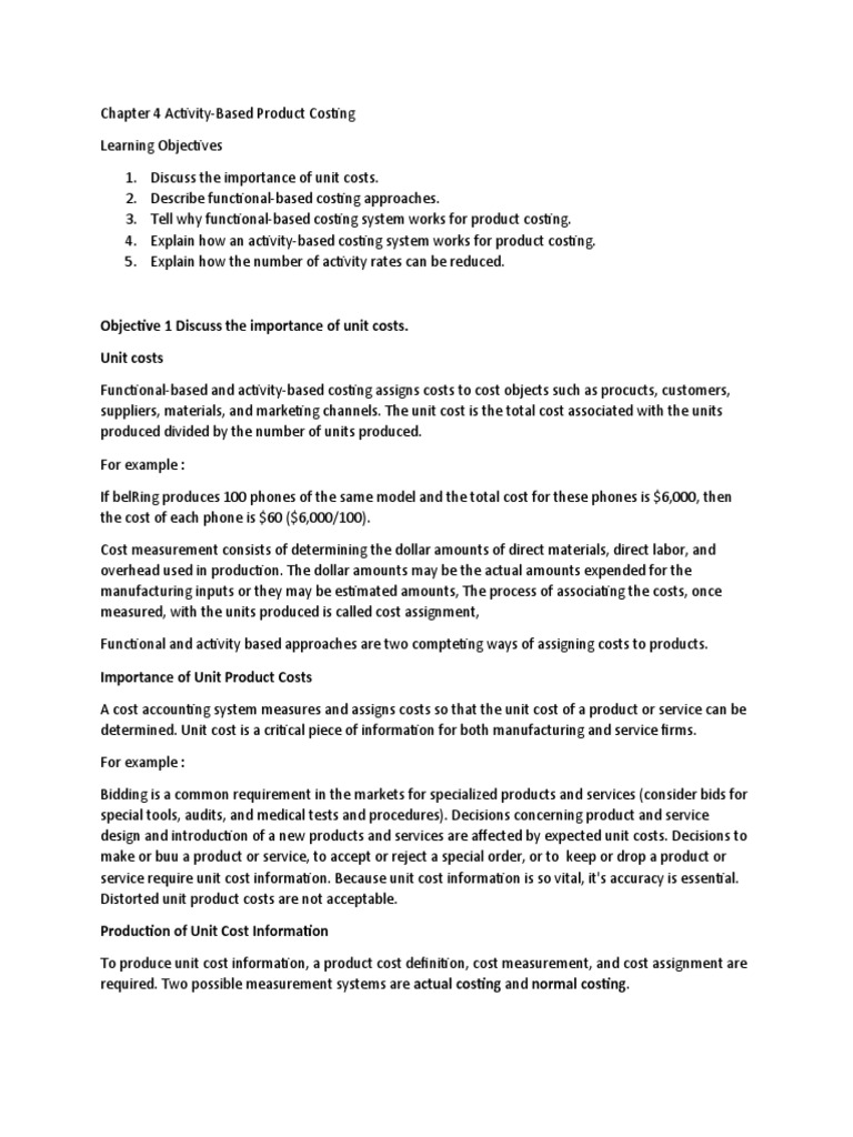 Chapter 4 Activity Based Costing Summary | PDF | Cost | Information