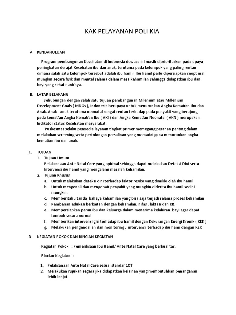 Kak Pelayanan Poli Kia | PDF | Pengembangan Diri | Kesehatan Holistik