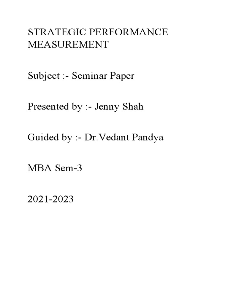 Strategic Performance Measurement | PDF | Performance Indicator ...