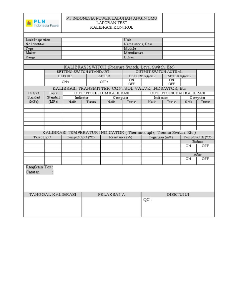 Form Kalibrasi Instrumen | PDF