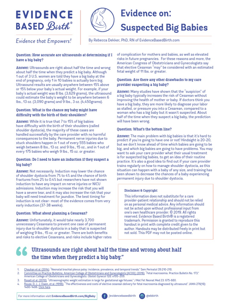 Big Babies Handout | PDF | Obstetrics | Medicine