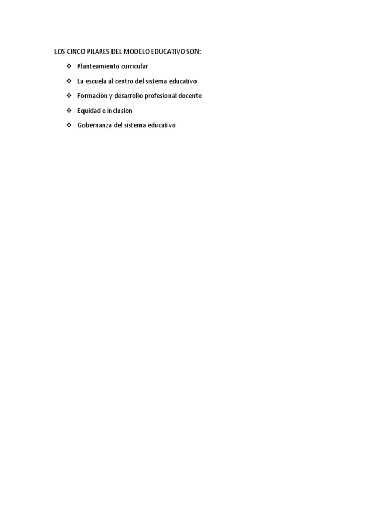 Los Cinco Pilares Del Modelo Educativo Son | PDF Los Cinco Pilares Del Modelo Educativo Son | PDF