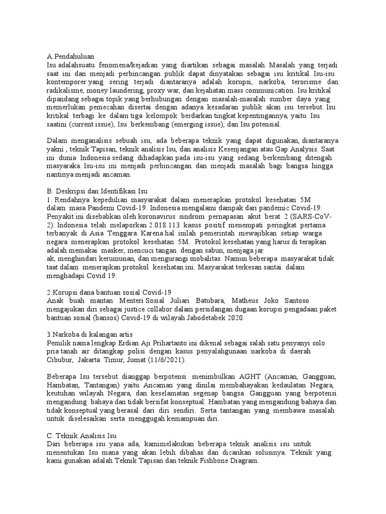 Contoh Analisis Isu Kontemporer Instansii | PDF | Ilmu Sosial ...