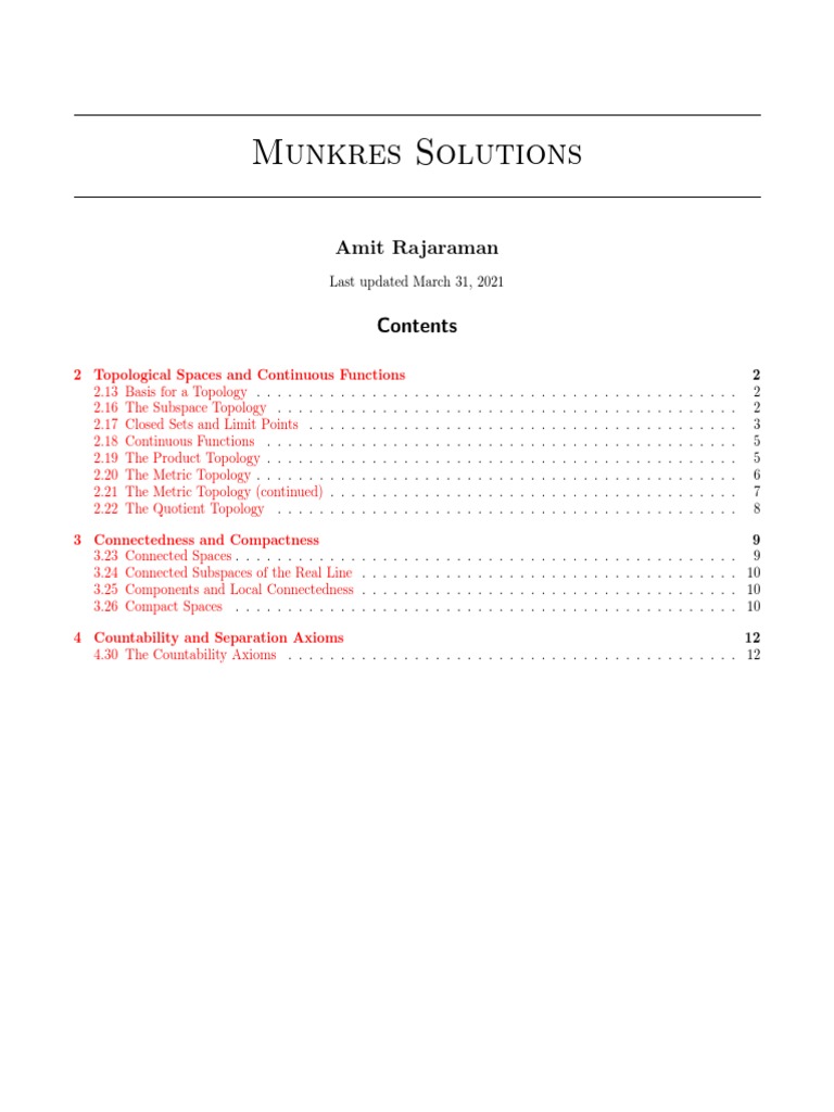 Munkers Soln Selected | PDF | Compact Space | Mathematical Objects Munkers Soln Selected | PDF | Compact Space | Mathematical Objects