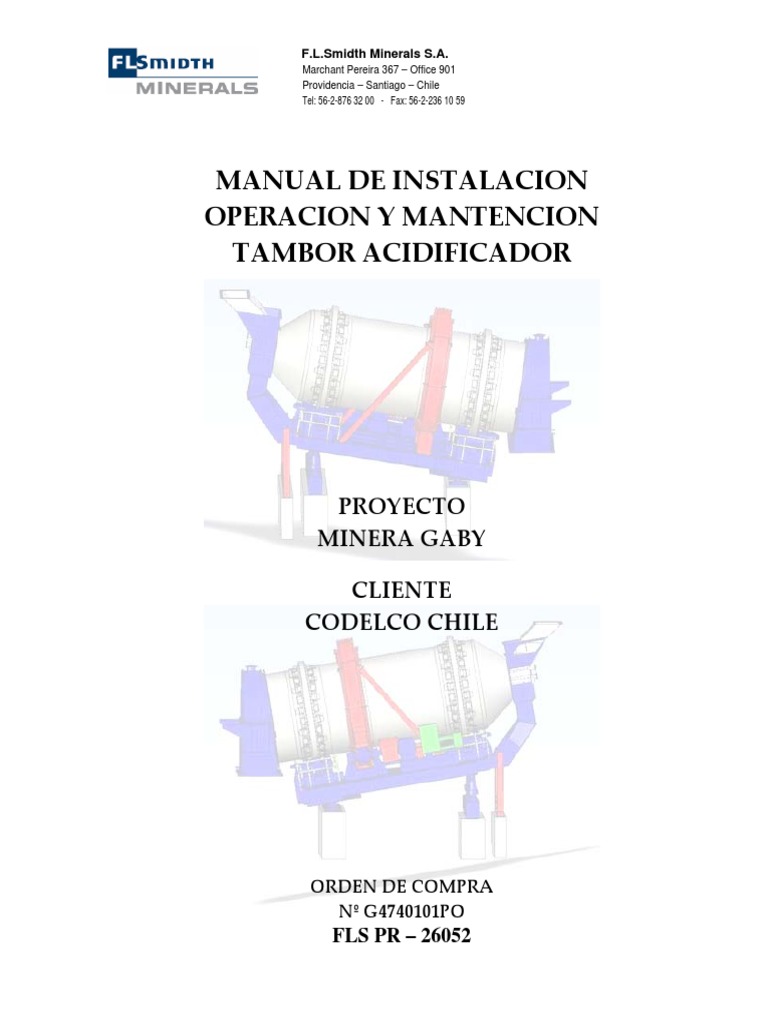 150AD001@003-MAN-Manual IOM Tambor Acidificador FLSmith Minerals | PDF | Engranaje | Eje