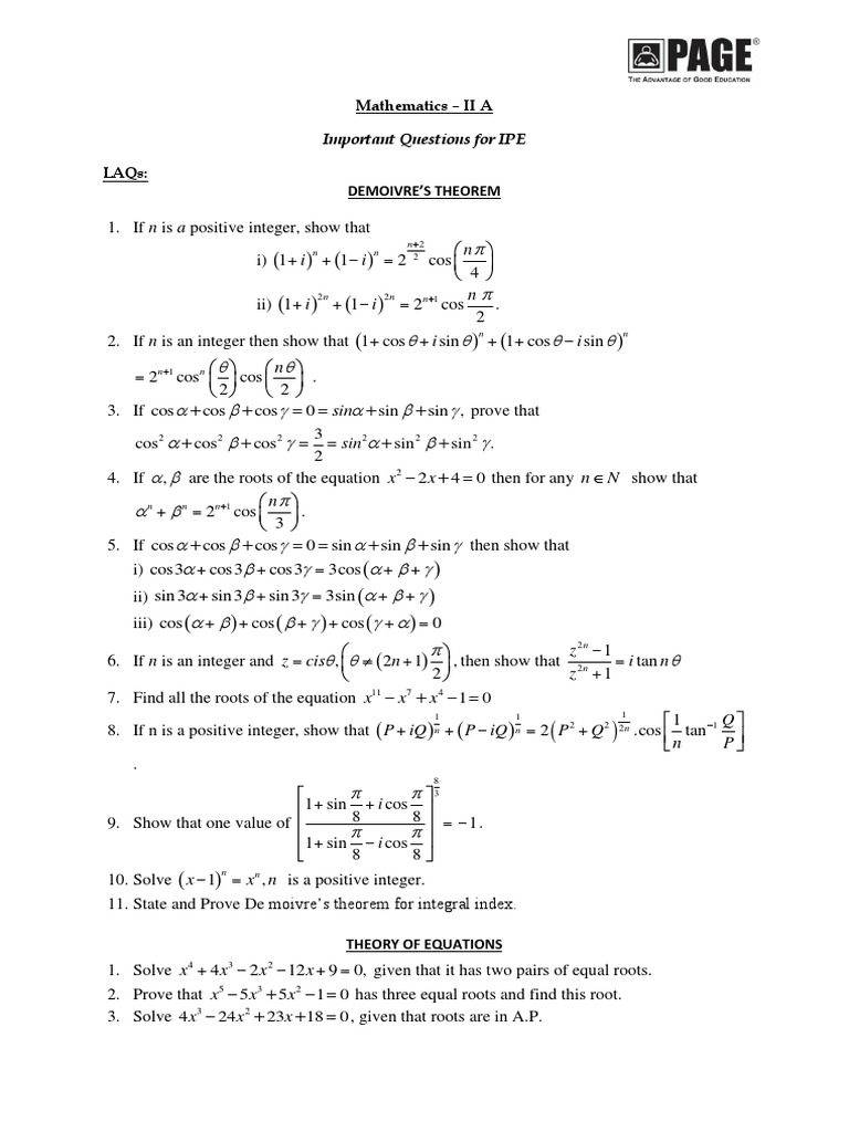 Maths - IIA Important Questions | PDF | Variance | Probability Distribution