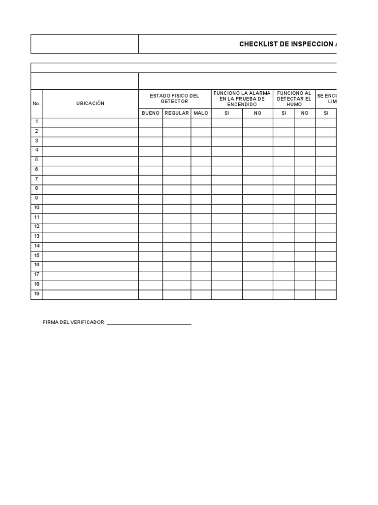 Check List de Detectores de Humo | PDF