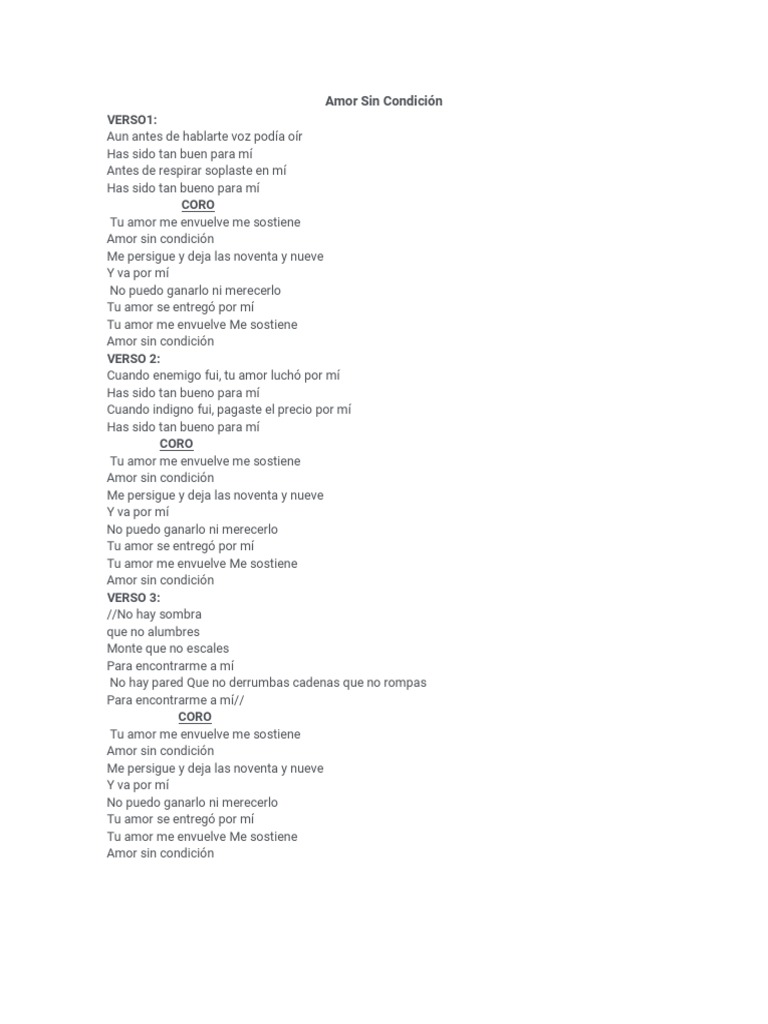 Cancion Amor Sin Condición | PDF