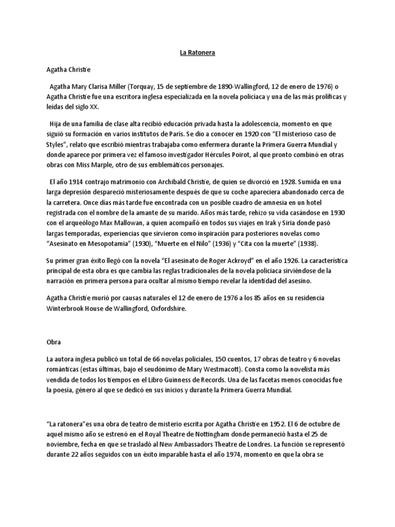 LA Ratonera | PDF | Agatha Christie