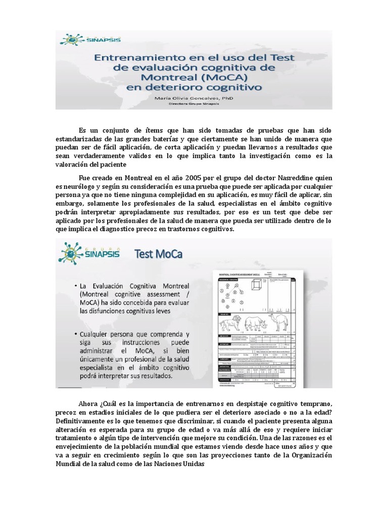 Evaluación Cognitiva: Test MOCA y Alzheimer | PDF | Enfermedad de ...