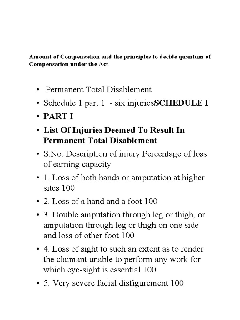 Labour Law Notes - Compensation | PDF | Foot | Hand