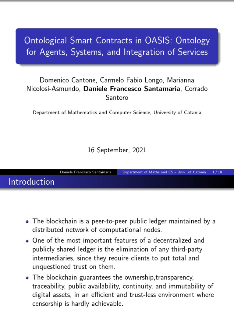 Semantic Smart Contracts in OASIS | PDF | Semantic Web | Computing