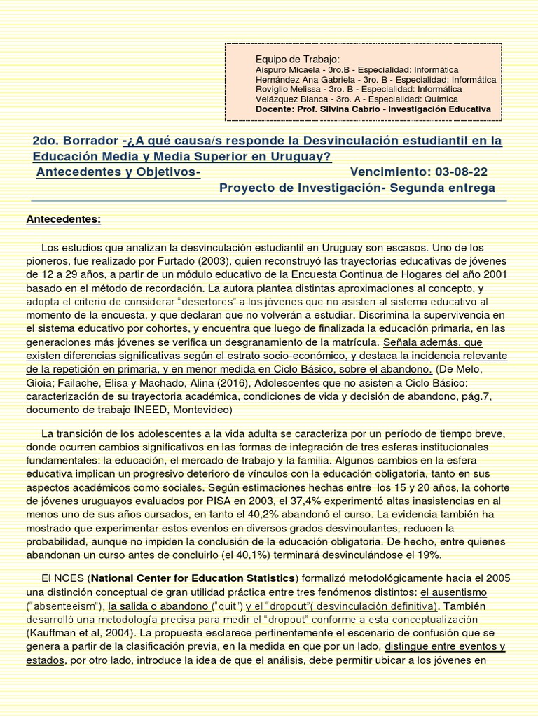 Segundo Borrador Proyecto de Investigación-Aispuro-Hernandez-Roviglio-Velazquez | PDF ...
