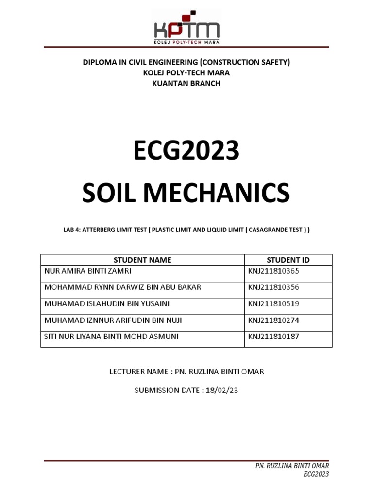 Atterberg Limits: Liquid and Plastic Tests | PDF | Soil | Physical Sciences