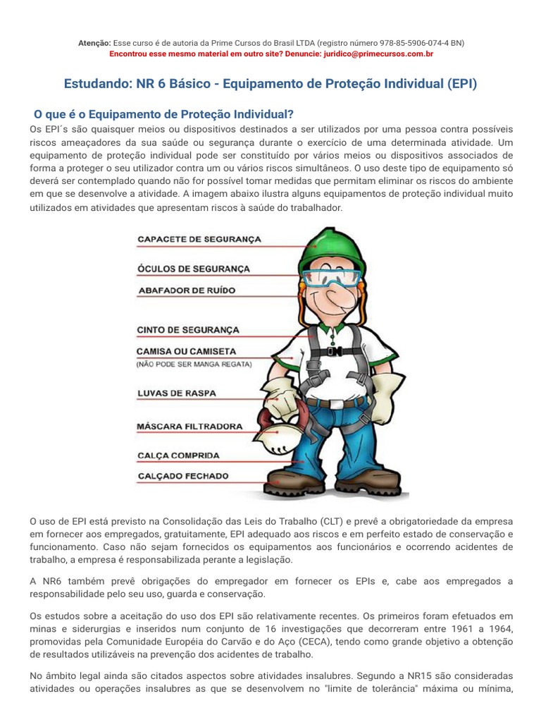 Estudando - NR 6 Básico - Equipamento de Proteção Individual (EPI ...